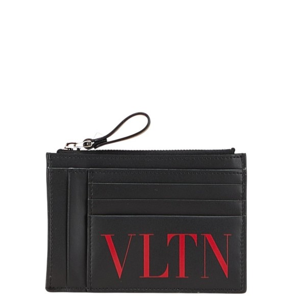 Valentino | Bags | Valentino Vltn Logo Walletcoin Case In Black Leather ...